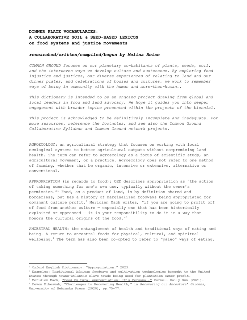 Dictionary – © 2023 COMMON GROUND