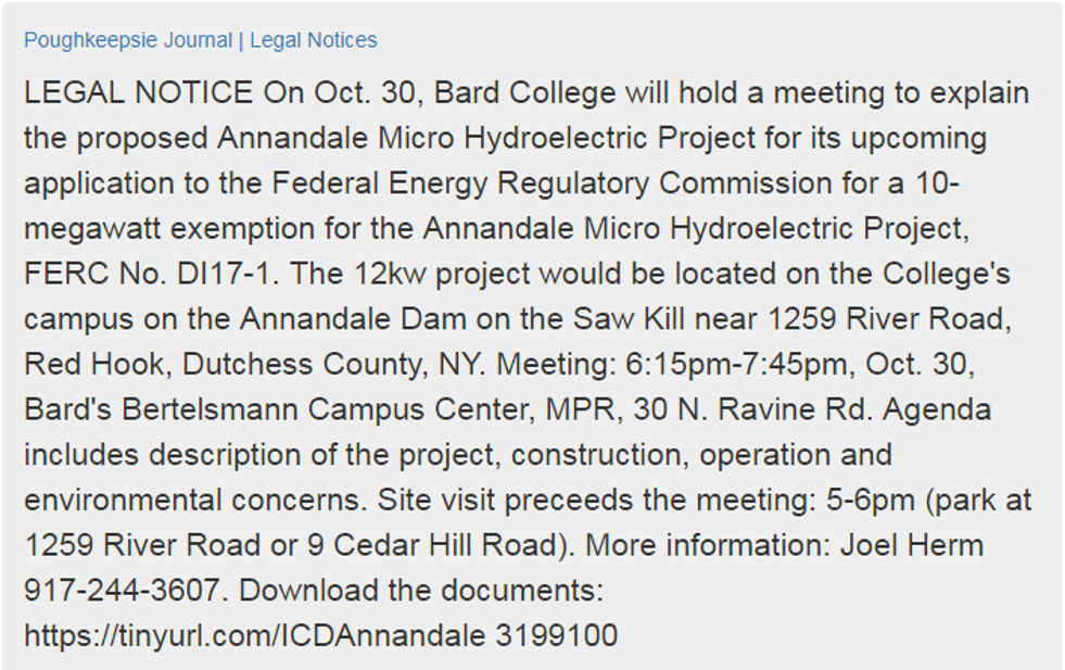 Poughkeepsie Journal notification – Bard Blogs